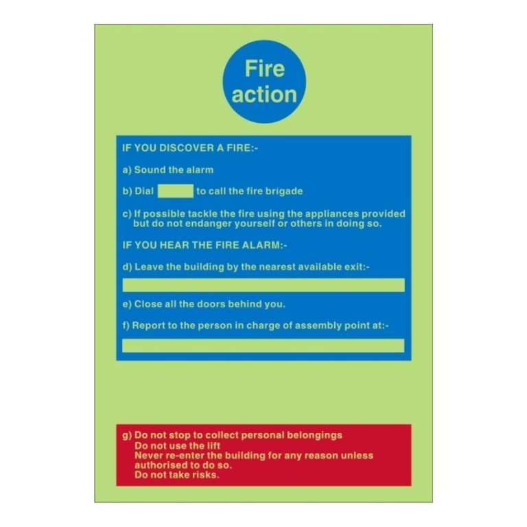 If You Discover A Fire Photoluminescent Fire Action Sign