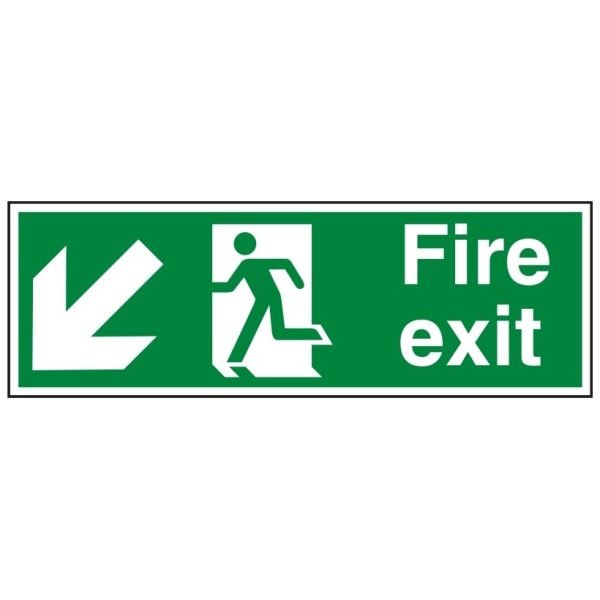 Fire Exit Running Man Arrow Down Left Sign |Fire exit Sign
